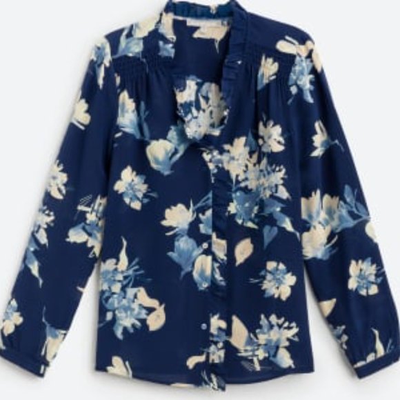 Daniel Rainn | Tops | Rachel Ruffle Trim Silk Blouse | Poshmark